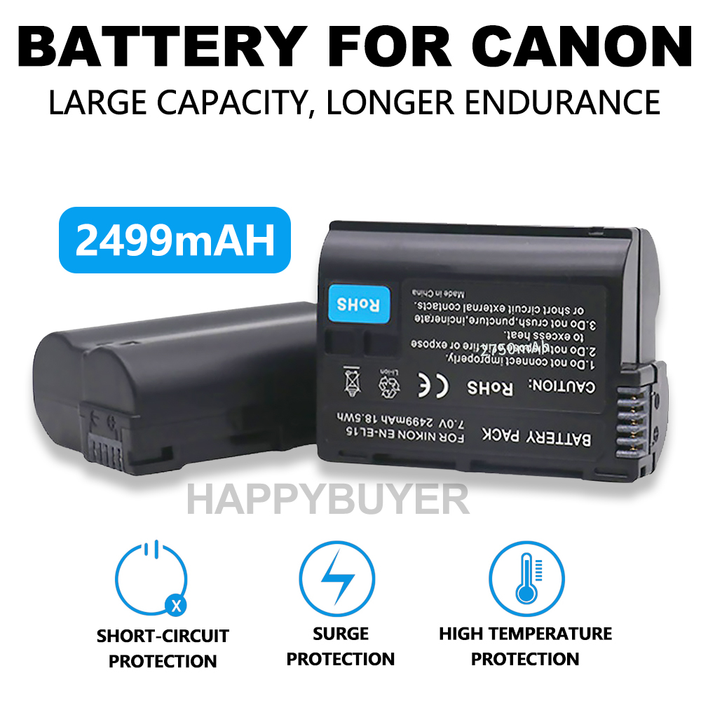 2 Pcs EN-EL15 Battery for Nikon D7000 D7100 D750 D600 D800 D800E V1 ...